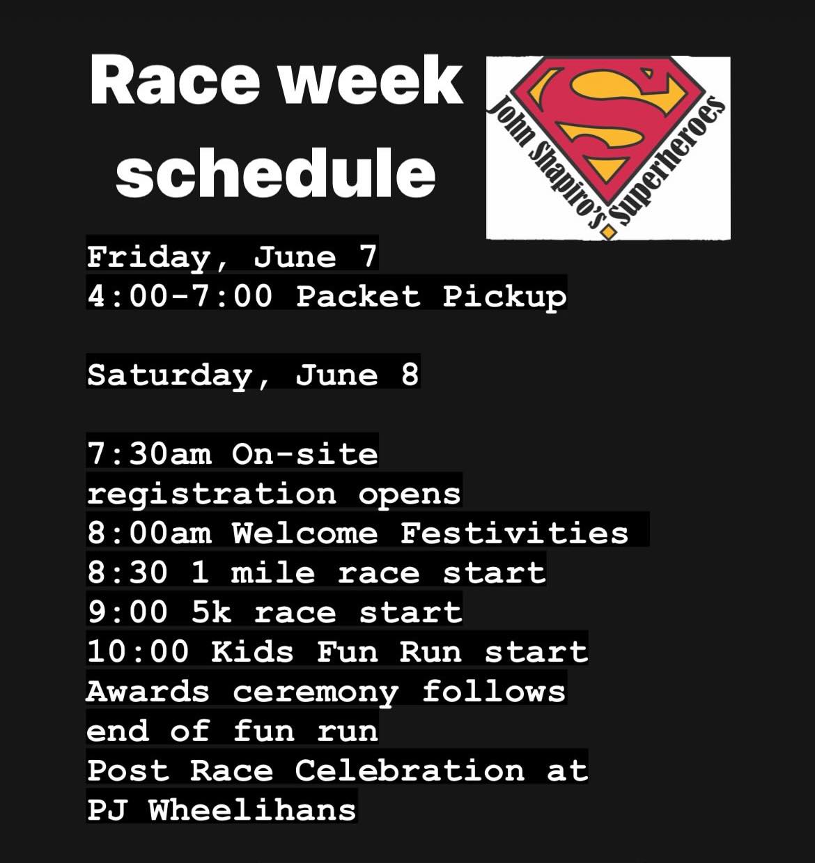 Schedule – John Shapiro’s Superheroes